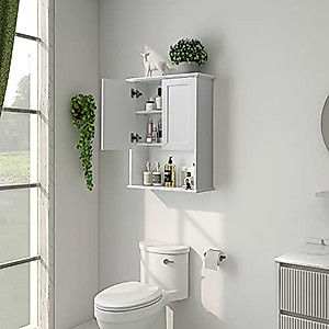 OONNEE White Bathroom Cabinet Wall Mounted Wooden Medicine Cabinets Above Toilet, Over Toilet Storage Cabinet, 23x29 Inch Hanging Bathroom Wall Cabinet with 2 Doors & Adjustable Shelf, Soft Hinge