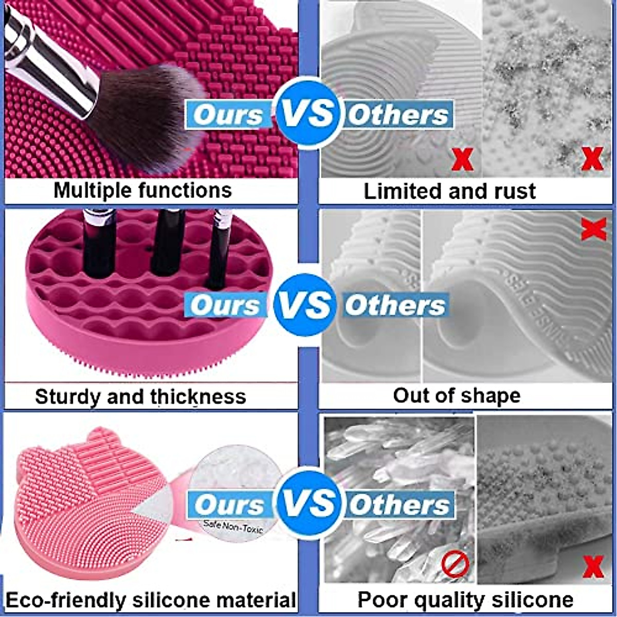Makeup Brush Cleaning Mat,2 in 1 Makeup Brush Holder for Washing and Holder, Silicone Scrubber Pad for Drying Rack Cosmetic Clean Tools, 1 Pack