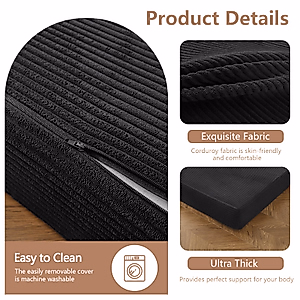 Tri-Folding Corduroy Mattress, 6 Inch Gel Folding Mattress Topper, Foldable Soft Guest Bed Camping Pad, Washable Cover (Black, Twin)