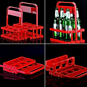 TINTON LIFE Creative Plastic Beer Portable Folding Basket Basket Foldable 6-Pack Beer Bottle Caddy Bucket Holder for Daily Use KTV and Party Foldable Wine Rack Cup Holder (10.87" x 6.97" x 12.99")
