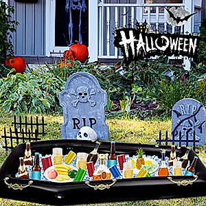 2 Pack 52 Inch Inflatable Coffin Buffet Cooler Beverage Coffin Drink Cooler for 30th Birthday Party Pool Party Picnic Barbecue Party Halloween Party