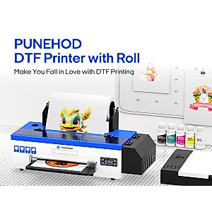 PUNEHOD L1800 DTF Transfer Printer with Roll Feeder,Direct to Film Print-preheating A3 DTF Printer for Dark and Light Clothing VS DTG Printer (A3 DTF Printer +Oven)