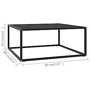 QJBSAVVA Coffee Table Black with Black Glass 31.5"x31.5"x13.8",Bedside Tables Side Tables End Tables Entrance Tables Suitable for Meeting Rooms, Reception Rooms, Offices