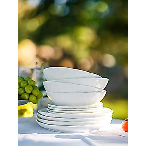HOMBENE Large Dinnerware Set 16 Piece Service for 4, Plates and Bowls Sets, High-fired at 2372°F, for Dessert Salad and Pasta, Dishes Set w/Cereal Bowls