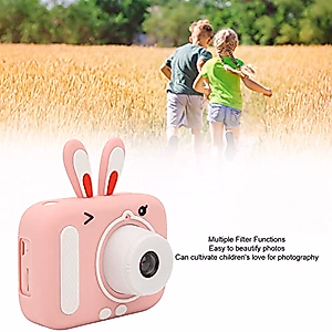 Pomya Kids Digital Camera, Toddler Girls Toy Camera, Children Selfie Camera 2.0 Inch IPS Screen, Mini Kids Camcorder Video Recorder with 1080P Video, for Birthday Gifts (Pink)