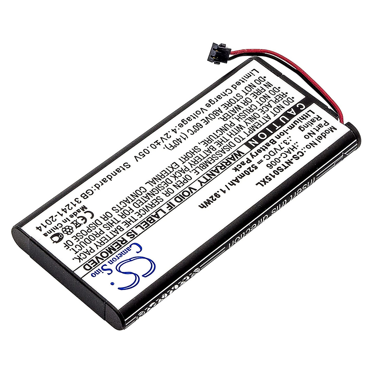 Cameron Sino Battery for Nintendo HAC-015, HAC-016, HAC-A-JCL-C0, HAC-A-JCR-C0, Switch Controller PN:Nintendo HAC-006, HAC-BPJPA-C0 520mAh / 1.92Wh