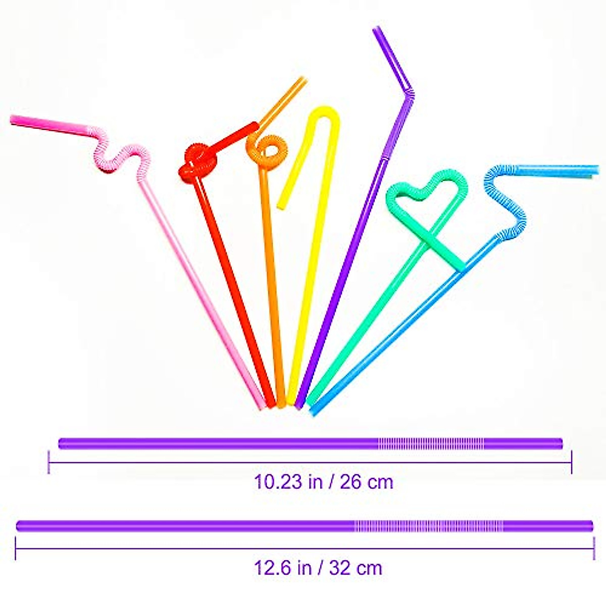 200 Pcs Colorful Plastic Long Flexible Straws.(0.23'' diameter and 10.2" long)