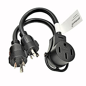 Parkworld 62732 Combiner Adapter Cord, Generator (2) L5-30 Plug Male to RV or EV 14-50 Receptacle Female with Handle
