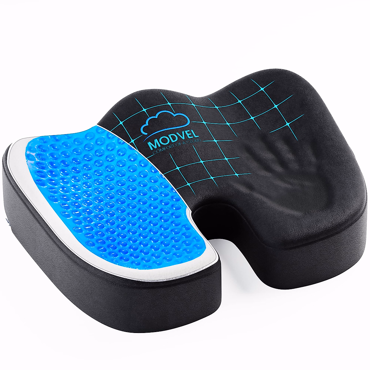 Modvel - The Original Gel Seat Cushion for Desk Chair, Enhances Posture and Support, Non-Slip Bottom, Ideal Tailbone Cushions for Pressure Relief - Premium Gaming, Car, Office Chair Cushion
