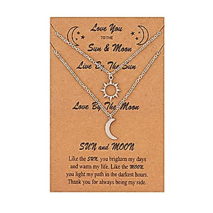 Couple Necklace Moon Sun Stainless Steel Pendant Link Chain Necklace Simple Best Friend Necklace For Women Teen Girls Best Friend Family Jewelry