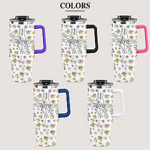 Personalized Mothers Day Birthday Gifts for Mom Nana Grandma, Custom You Hold Our Hands Also Our Hearts 2D 41oz Tumbler with Name, Customized Mother's Day Gifts from Daughter Son Kid, Travel Cup