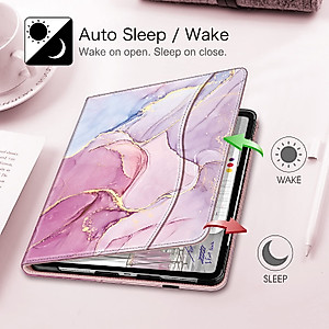 Fintie Folio Case for iPad Pro 12.9" 6th Generation 2022, Multi-Angle Smart Stand Cover w/Pencil Holder & Pocket, Also Fit iPad Pro 12.9 2021 5th & 2020 4th & 2018 3rd Gen, Dreamy Marble
