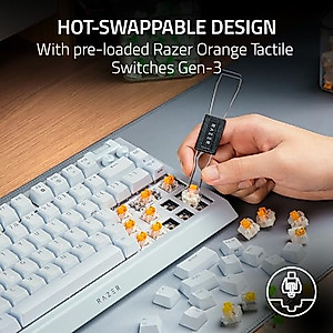 Razer BlackWidow V4 75% Mechanical Gaming Keyboard: Hot Swappable Design - Compact & Durable - Orange Tactile Switches - Chroma RGB - Roller & Media Keys - Wrist Rest Snap Tap - White