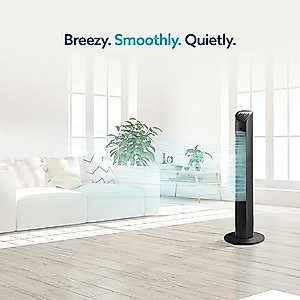 NEXAIR 36” Oscillating Tower Fan, 3 Speed Portable Fan Tower With Remote Control, Quiet Operating Floor Fan for Bedroom with 7.5 Hr Auto Off Timer, Modern Design Room Cooling Fan For Home & Office