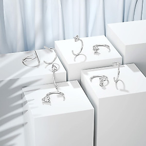 SEVENWELL Hug Half Hoop Earring, Baguette Cut Cubic Zirconia 925 Sterling Silver Open Hoop Earring