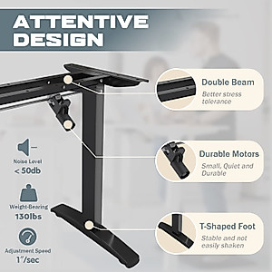 Furmax Electric Height Adjustable Standing Desk Large 40 inch Sit Stand up Desk Home Office Computer Desk Memory Preset with T-Shaped Metal Bracket,Carbon Black