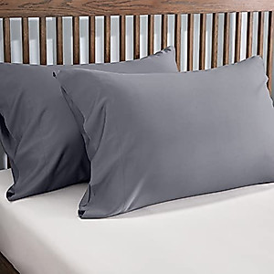CozyLux Grey Pillow Cases King Size Set of 2, Rayon Derived from Bamboo Cooling Pillowcase with Envelope Closure, Gray Soft Silky Breathable Pillow Covers for Hot Sleepers & Night Sweat, 20x40 inches
