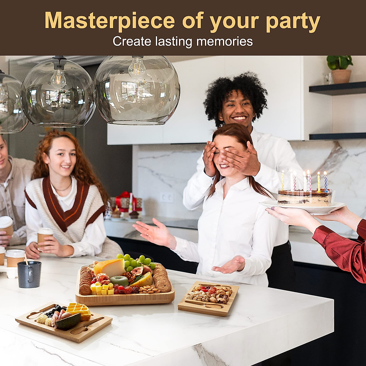 Bellsal Extra Large Charcuterie Board Set with 2 Drawers, Bamboo Cheese Board and Knife Set, House Warming Gifts New Home, Anniversary & Wedding Gifts for Couple, Housewarming Gift New House