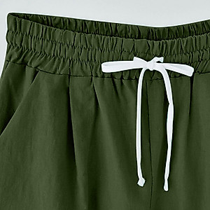 Women's Cotton Linen Bermuda Shorts Knee Length Curling Shorts Side Pockets Flowy Everyday Solid Color Novelty Shorts