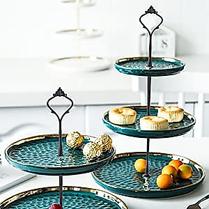 3 Tiered Tray Hardware, 6 Sets Cake Tray Stand Fittings Hardware for Cake Stand Mold, Decoration Accessories for Wedding Banquet Family Banquet,2Golden, 2Silver, 2Black