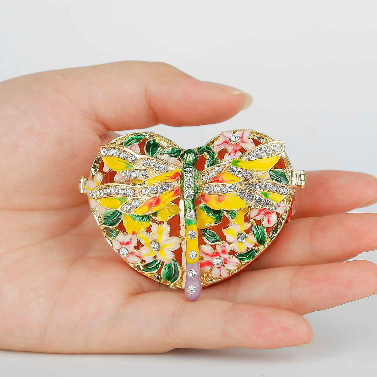 SEVENBEES Bejeweled Dragonfly Figurine Trinket Boxes Hinged Animal Jewelry Boxes for Girls or Women