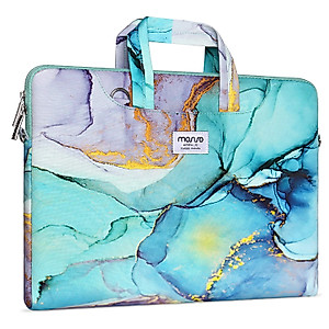 MOSISO Laptop Shoulder Bag Compatible with MacBook Air/Pro,13-13.3 inch Notebook,Compatible with MacBook Pro 14 inch M4 M3 M2 M1 Chip Pro Max,Carrying Briefcase Sleeve with Belt Marble MO-MBH189