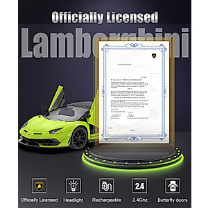 AEROQUEST Lamborghini Remote Control Car, Officially Licensed 1:14 Lambo RC Car 7.4V 500mAh with 15km/h Fast Model Car Toys for Adults Boys Girls Birthday Ideas Gift, Green