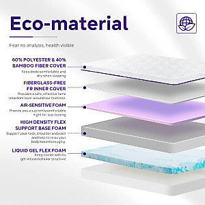 TRIPARK 10 Inch Twin Mattress, Gel Soft & Firm Dual Sides Flippable Lavender Sleep Aid Mattress for Memory Foam Mattress, Hypoallergenic Bamboo Charcoal, Twin Size Bed in a Box, CertiPUR-US