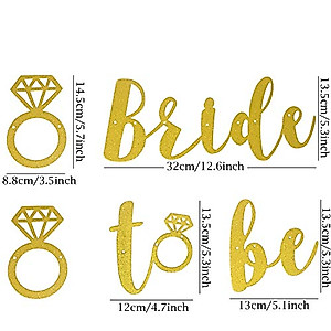 Honbay Glitter Gold Bride to Be Banner with Diamond Ring, Bridal Shower Party Supplies Decorations (Gold)