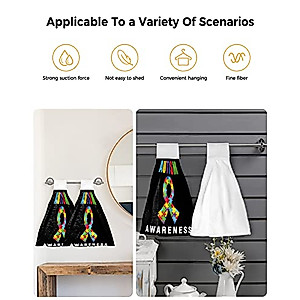 Autism Awareness Kitchen Hand Towels, 18x14 Inches Water Absorbent Hand Towel for Kitchen Decoration, Set of 2 Polyester Soft Hand Towels for Bathroom Decor Modern Inspiration Puzzle Pieces