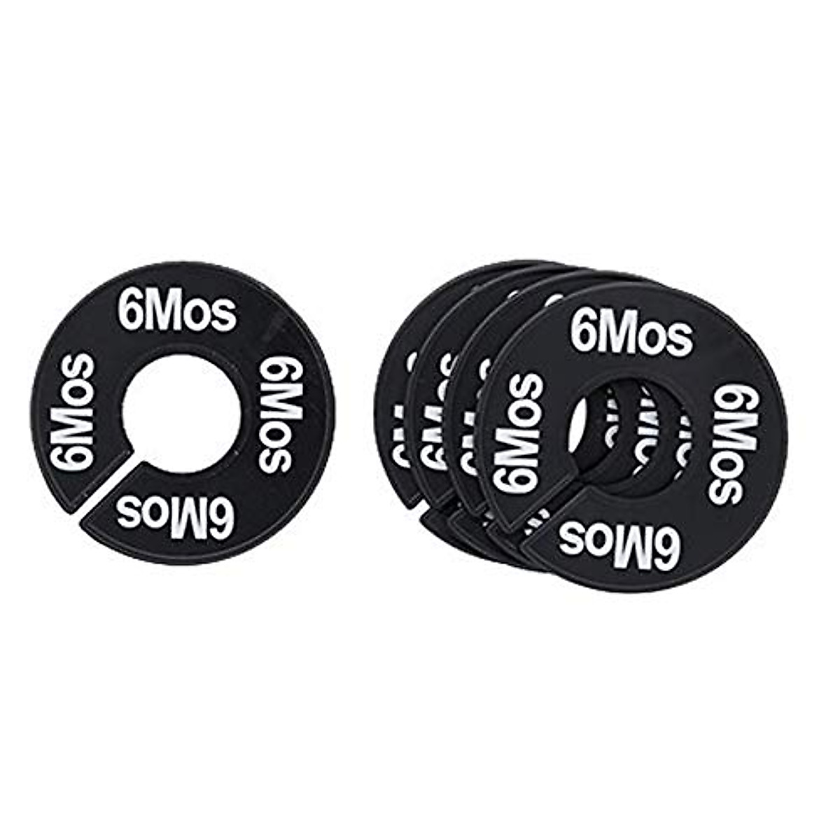 NAHANCO CBWKIT6 Black Round Clothing Size Divider with White Print for Baby/Kid Sizes, 3Mos – 4T, Kit of 50 (10 Sizes of 5 Each)