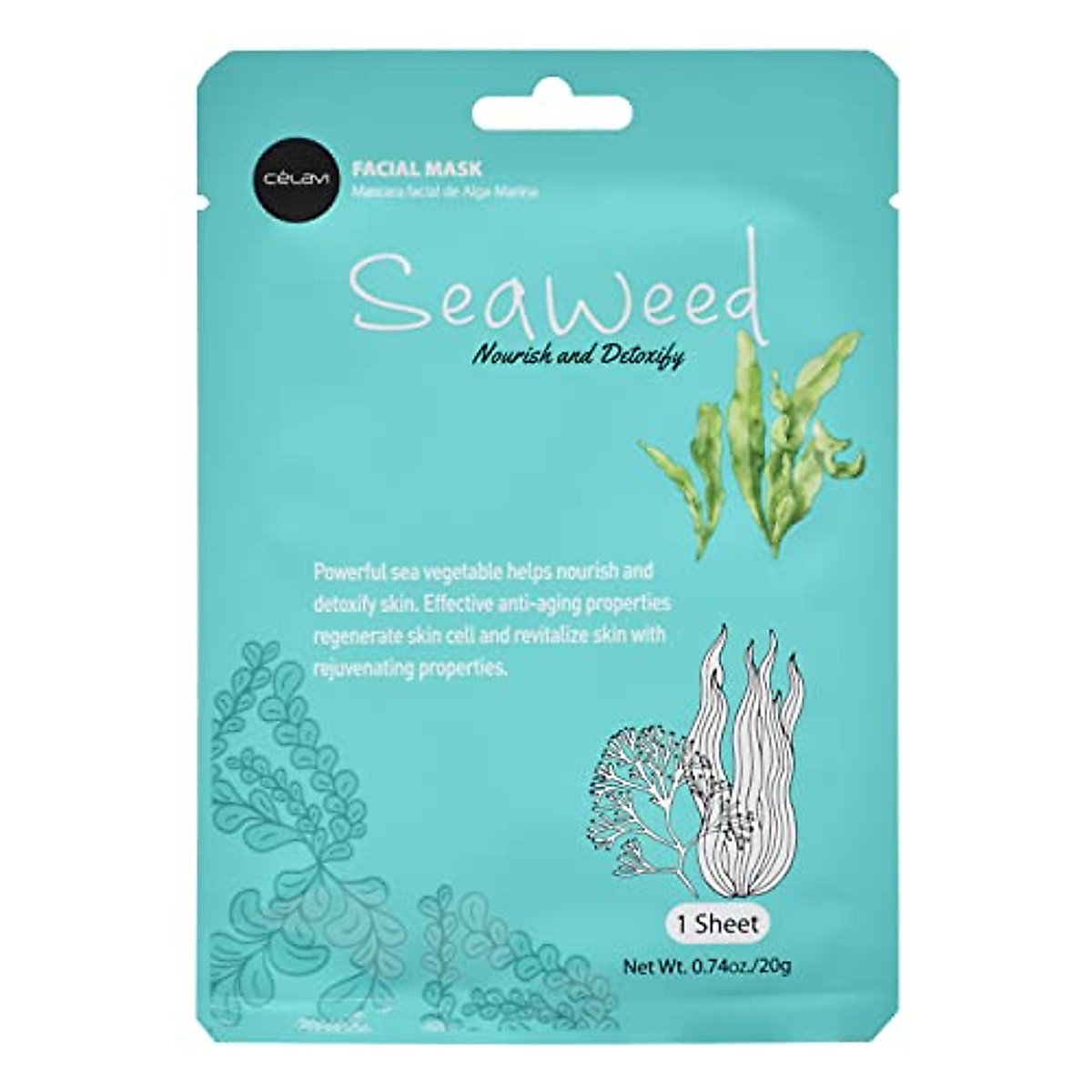 Celavi Essence Facial Face Mask Paper Sheet Korea Skin Care Moisturizing 12 Pack (Mix - 2 of Each)