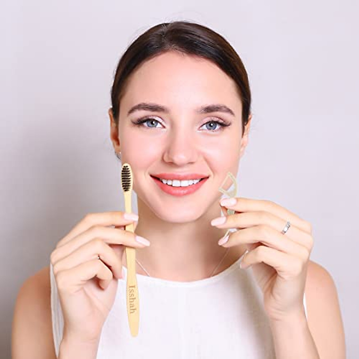 Natural Dental Floss Picks (100 Count) - Vegan, Eco Friendly, Sustainable Dental Flossers - Twin Floss (Mint)