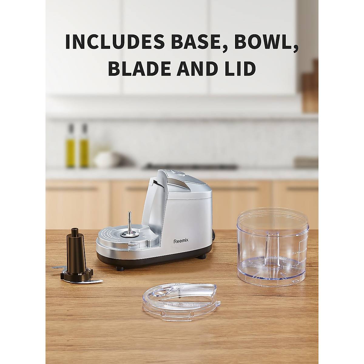 1.5-Cup One-Touch Electric Food Chopper, 100W Mini Food Processor Meat Grinder, Mix, Chop, Mince and Blend Vegetables, Fruits, Nuts, Meats, Stainless Steel Blade (Silver)