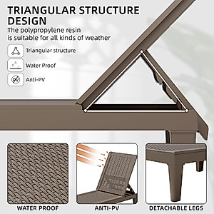 Greesum Outdoor Chaise Lounge Chairs Set of 2 with Adjustable Backrest, Waterproof PE Easy Assembly, Lightweight for Patio, Poolside, Beach, Yard, Dark Brown