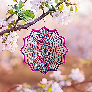 Wind Spinners for Yard and Garden - 2 Styles Mandala Hanging Wind Catcher Decor, 11.8in Stainless Steel Geometric 3D Kinetic Art with Swivel Hooks for Outdoor Ornaments Unusual Gifts