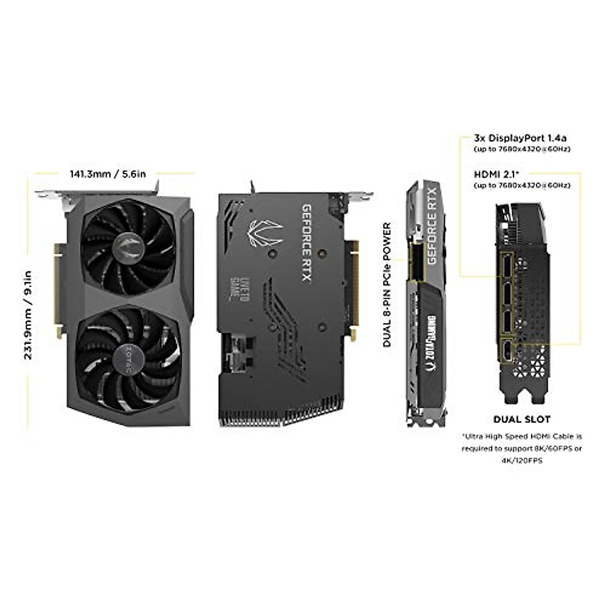 ZOTAC GAMING GeForce RTX 3070 Twin Edge OC 8GB GDDR6 256-bit 14 Gbps PCIE 4.0 Gaming Graphics Card, IceStorm 2.0 Advanced Cooling, White LED Logo Lighting, ZT-A30700H-10P