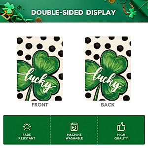 AVOIN colorlife St Patricks Day Lucky Shamrock Garden Flag 12x18 Inch Double Sided, Polka Dot 17 March Yard Outdoor Flag