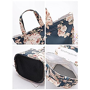 Kwang Min Floral Penoy Beach Shower Mesh Caddy Toiletry,Air Dry,Water Proof Fabric,Light,Easy to Clean,Ideal Gift Organizer for Water Toys,Marina Shower,Grocery Seafood Carrier (Navy Penoy), Medium