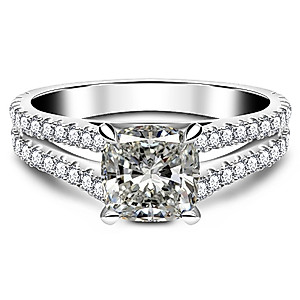 Jolics Cushion Cut 7 * 7mm 2ct Simulated Diamond Women's Wedding Ring 925 Sterling Silver Engagement Ring Promise Ring Sizes 5-10 (8)