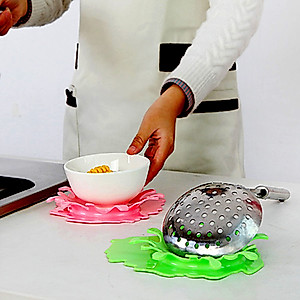 Spoon Rest Holder Ketchup Shape Holders Splash Spoon Rest by Mustard Kitchen Cooking Aid Cup Holder Spatula Spoon Rack Shelf Creative Gift (blue)