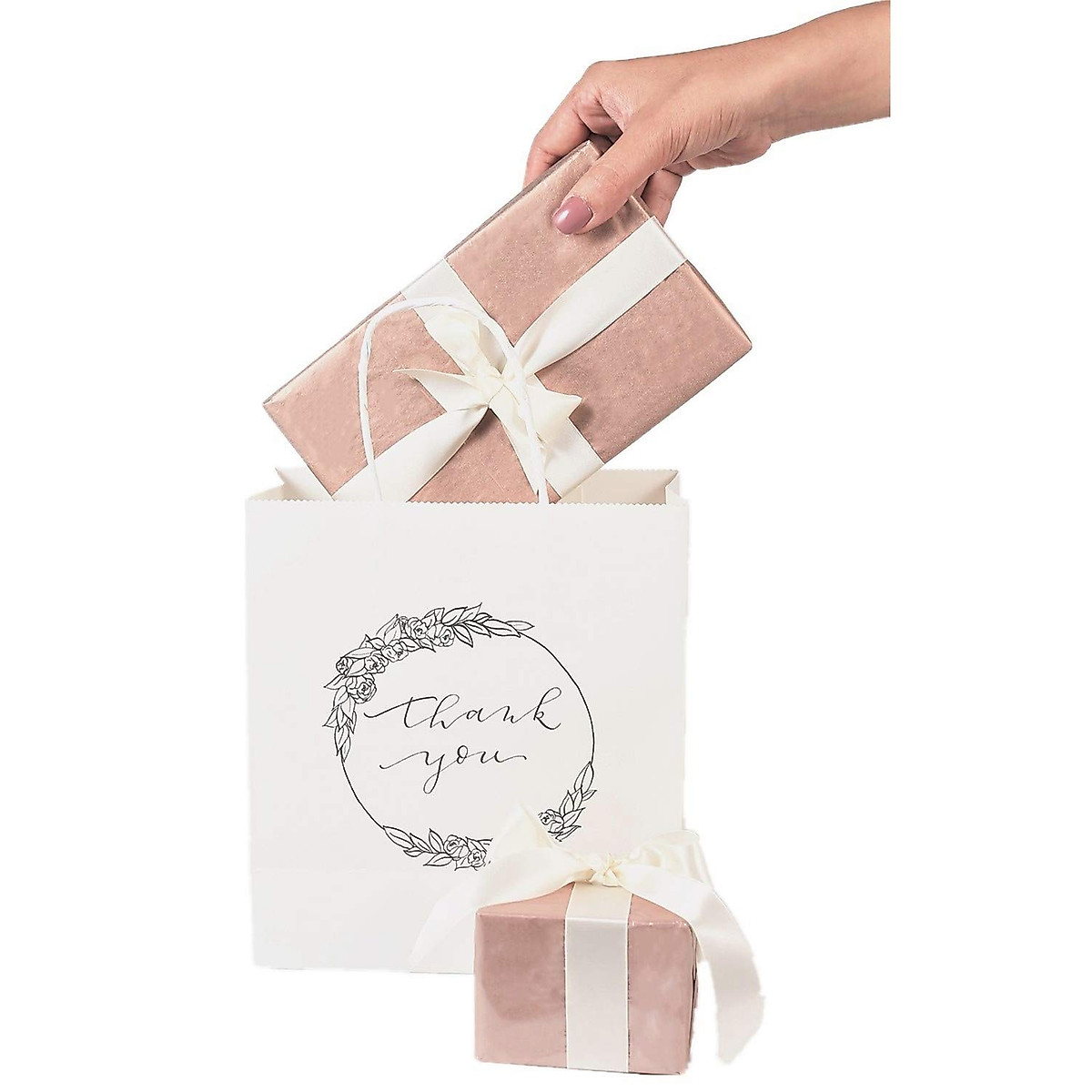 UNIQOOO 40 Sheets 20X26 Large Premium Metallic Rose Gold Champagne Gold Tissue Gift Wrap Paper Bulk - Recyclable Gift Wrapping Accessory - Perfect for Gift Bags, Wedding, Party, DIY Crafts