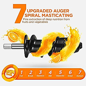 Juicer Machines, AAOBOSI Slow Masticating Juicer with Quiet Motor/Reverse Function/Easy to Clean Brush - Delicate Crushing Without Filtering - Cold Press Juicer for Fruit and Vegetable, Gray