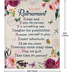 Hcoviv Retirement Gifts for Women Blanket 60"X 50", Funny Female Retirement Party Decorations Gift Ideas - Best Female Retirement Gifts - Unique Going Away Gift for Coworker, Friends Throw Blankets