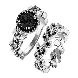 Stainless Steel Rings Diamond Double Ring Set for Women Fashion Jewelry Popular Accessories 17 Mile Jewelry (Silver, 8)