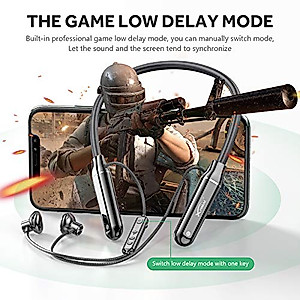 Bluetooth Headphones Neckband,100 Hours Long Battery Life,Built-in Noise Cancelling Microphone,Wireless Neckband Headset for Sports Behind Neck Headphones Stereo for Android Waterproof Neck Headset