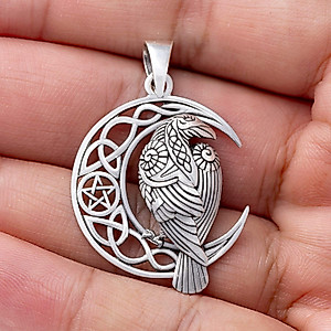 925 Sterling Silver Viking Norse Raven Celtic Pagan Knotwork Pendant