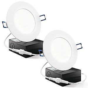 Sunco 2 Pack 4 Inch Ultra Thin LED Recessed Ceiling Lights Slim, 5000K Daylight, Dimmable, 10W, Wafer Thin, Canless with Junction Box - ETL