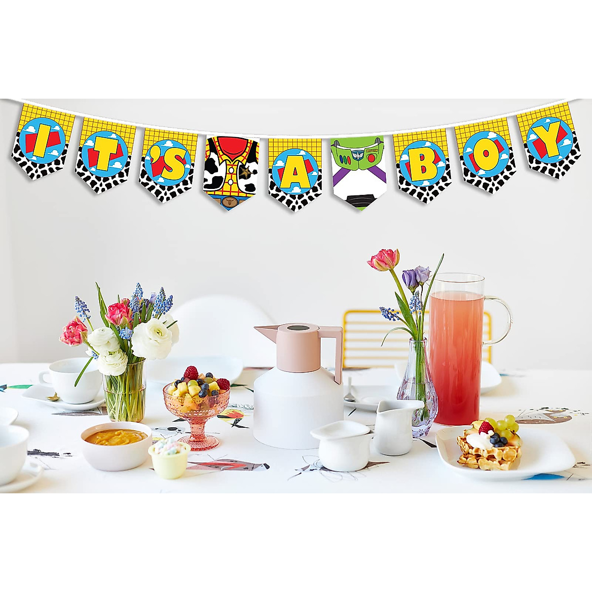 Baby Shower Decorations for Boy, Its A Boy Banner for Baby Shower, Its A Boy Banner Bunting Christening Baby Shower Garland, Toy Theme Story Baby Shower Banner for Boy, Boys Bday Banner Party Favors