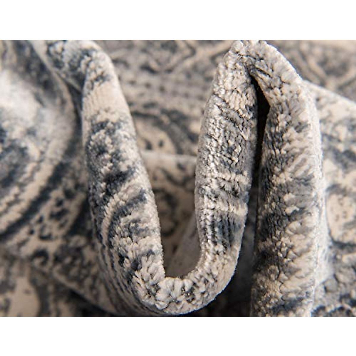 Unique Loom Chateau Collection Victorian, Textured, Vintage, Traditional, Distressed Area Rug, 10 ft x 14 ft (5 in), Navy Blue/Ivory